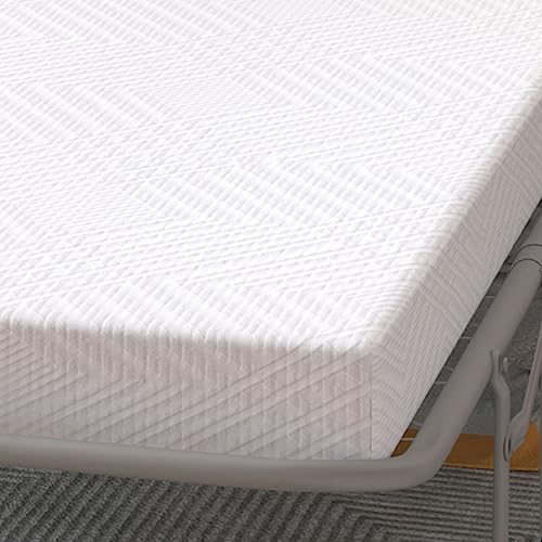 Dyonery 4.5 Inch Memory Foam Sofa Bed Mattress Replacement with Fiberglass-Free Fabric and Washable Cover for Sleeper Sofa and Couch Beds, Full Size, White (Sofa Not Included)