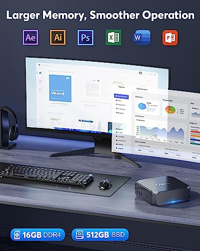 KAMRUI AK2 Plus Mini PC, Intel 12th Gen Alder Lake- N100(up to 3.4GHz) Mini Tower Computer, 16GB DDR4 RAM 500GB SSD Mini Computer Windows 11 Support 4K HD/WiFi 5/BT4.2/Gigabit Ethernet for Home/Office