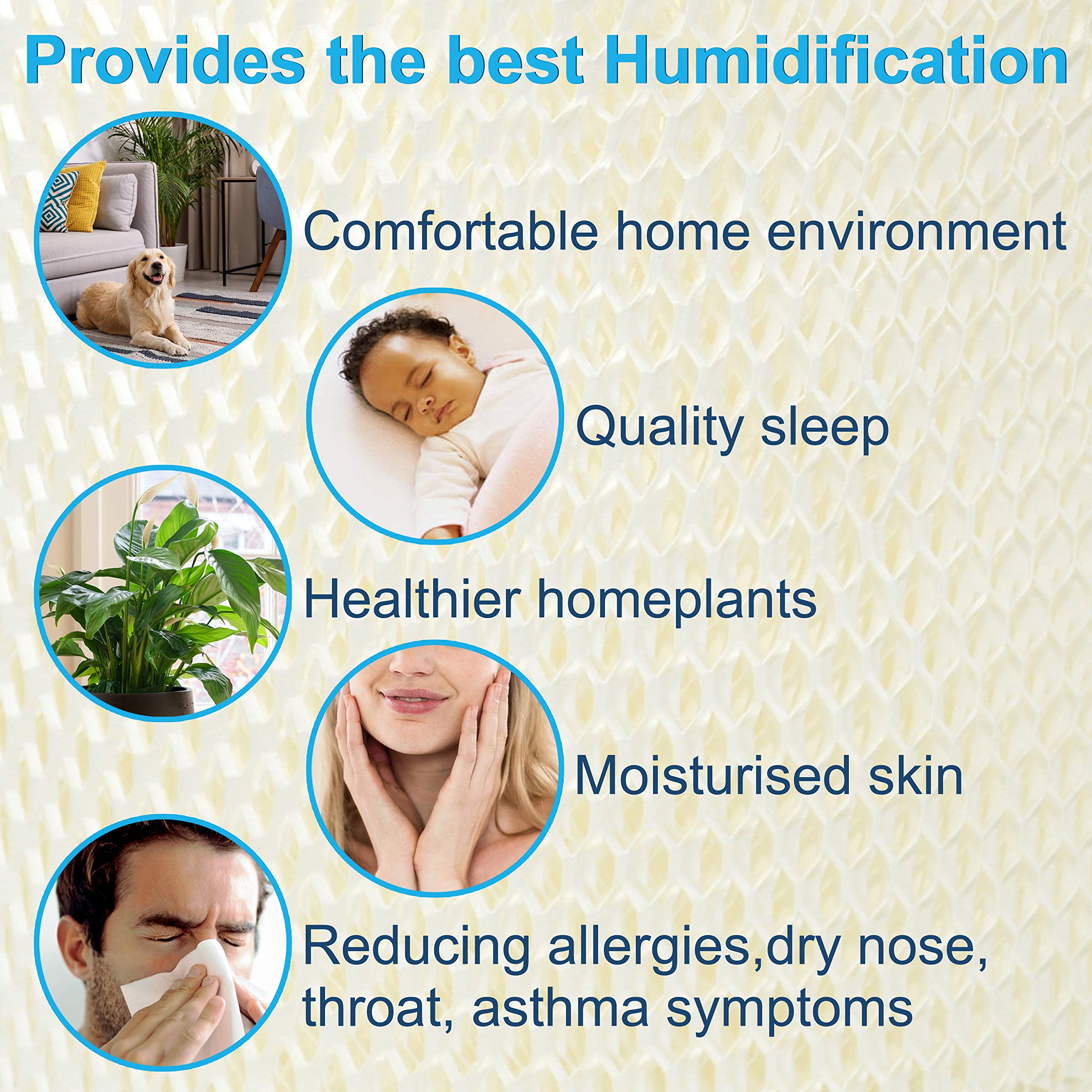 HQRP 4-Pack Humidifier Wick Filter Compatible with ProCare PCCM-832N PCCM-840 Cool Mist Humidifier, WF813 AC813 PCWF813 PCWF813-24 Replacement