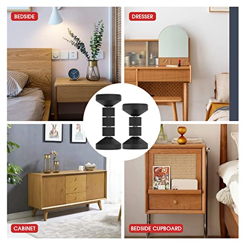 KARINA QURATZ 4pcs Bed Stoppers for Headboard Adjustable Threaded Bed Frame Anti-Shake Tool, Headboard Stoppers, Bedside Anti Shake Tool for Beds Cabinets Sofas(Black,46-120mm)
