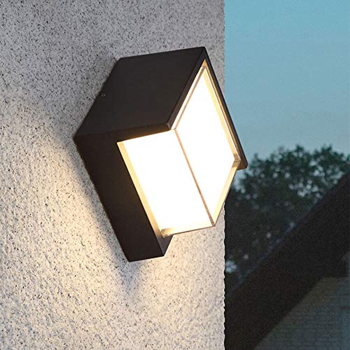 WRDY Black Outdoor Wall Lamp Led Courtyard Square Exterior Aisle Waterproof Balcony Terrace Modern Creative Home Garden Wall Lamp 1616 (cm) Wall Lights