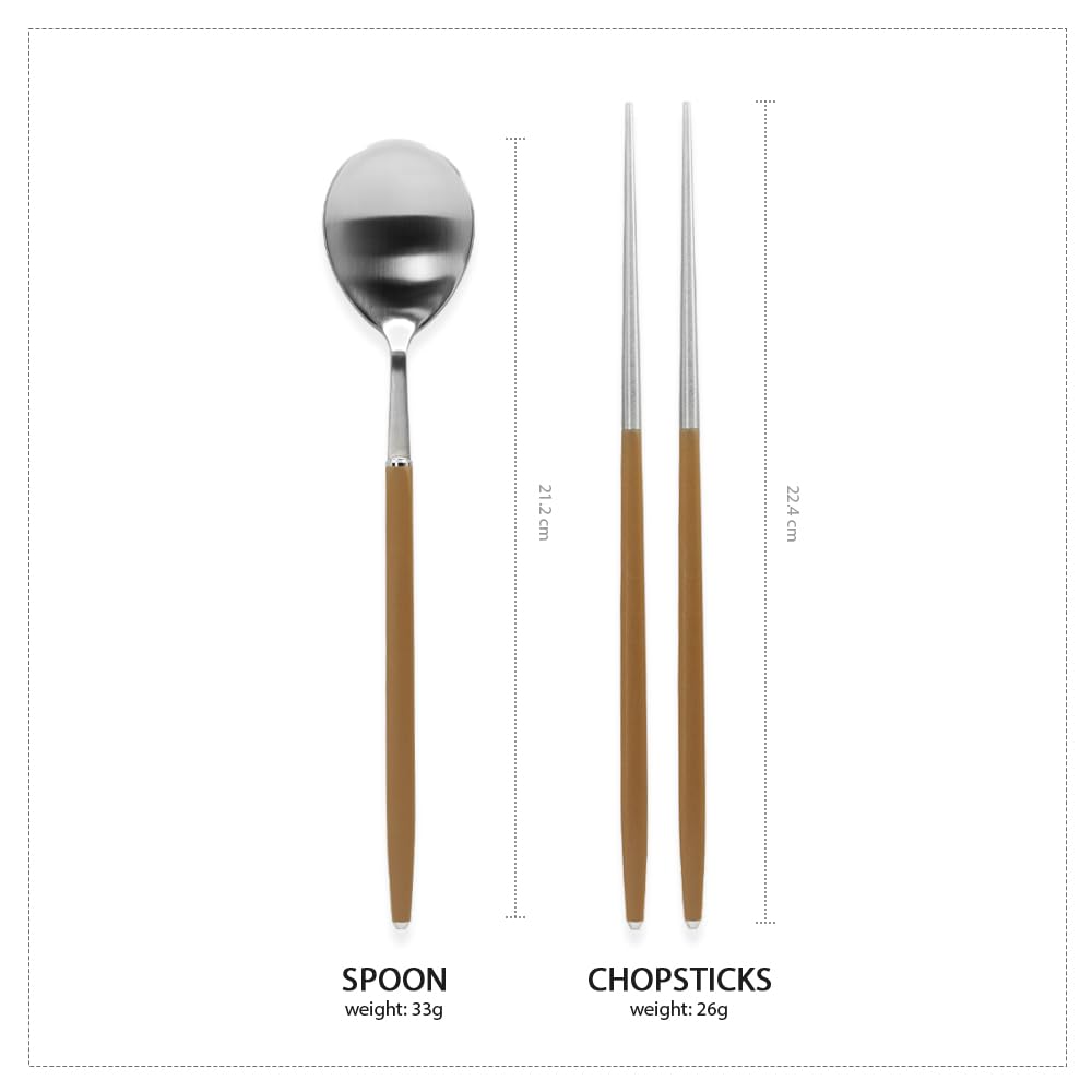 Bogen Lovely Silverware Spoon and Chopsticks Set, Fork and Knife Set - Korean Premium Utensil Set, Stylish Dining Set