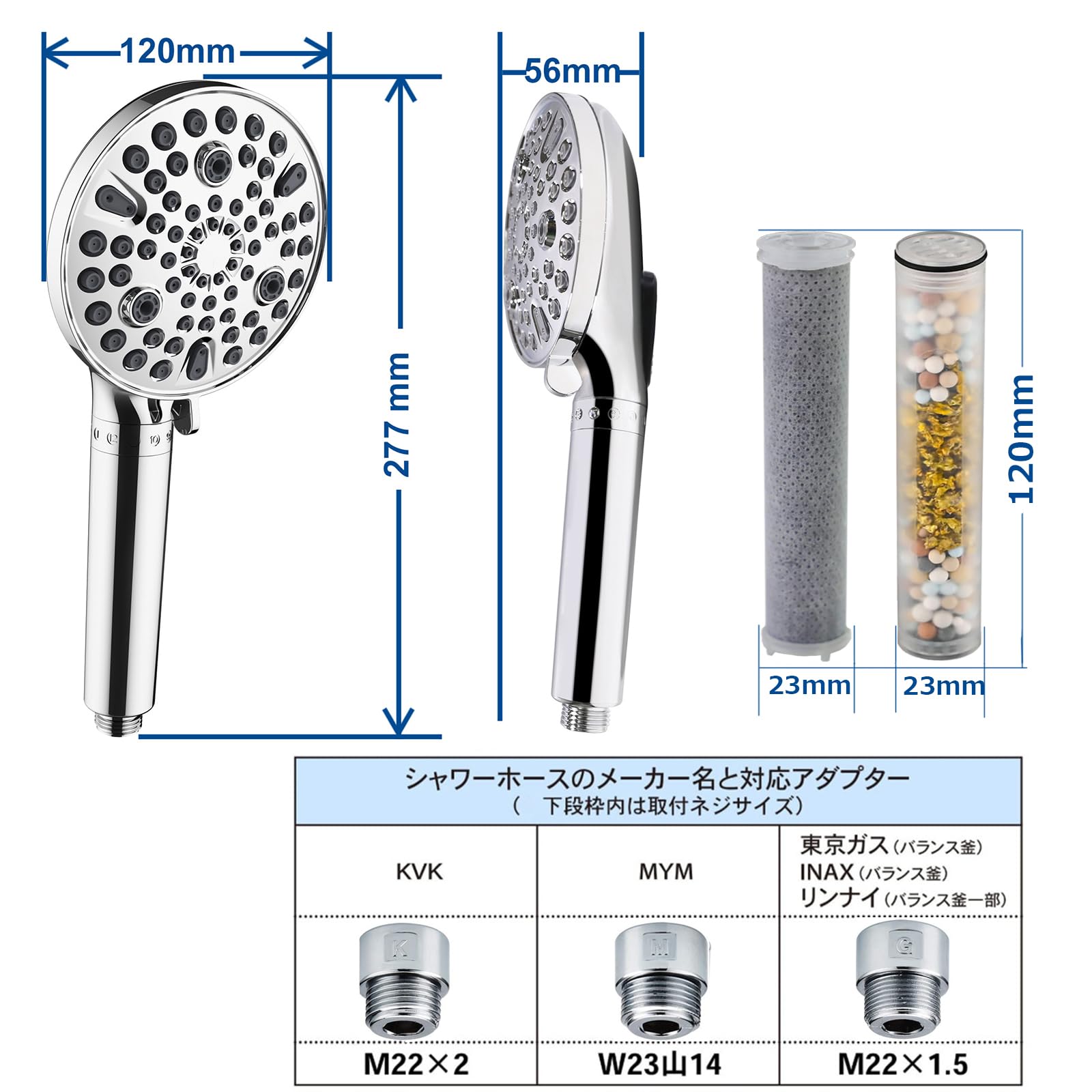 CoolWAY High Pressure Handheld Shower Head 12cm Large,10-mode spray with Hard Water Filter, Removes chlorine,heavy metals and other impurities and moisturizes skin,Powerful flushing function