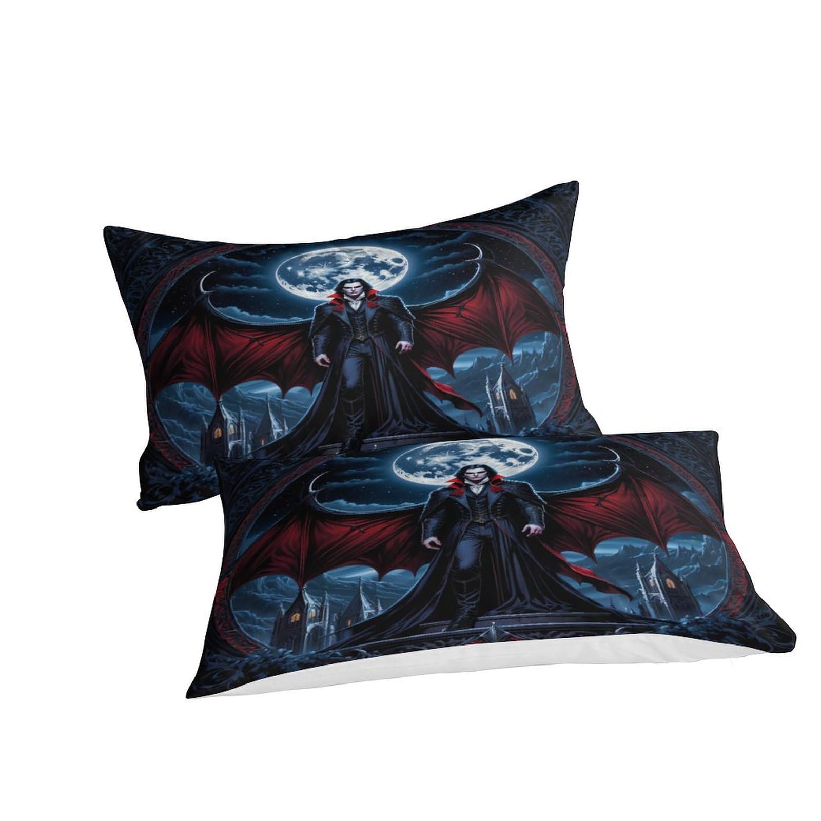 EVMILA Gothic Vampire Duvet Cover for Boys Girls Quilt Cover Comforter Covers 3D Print Scary Night with Pillow Cases with Zipper Closure Bedding Set Soft Microfiber 3 Pieces Twin(173x218cm), Style-1