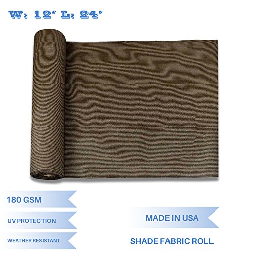 E&K Sunrise 12' x 24' Sun Shade Fabric Roll Outdoor Sun Shade Cover for Pergola Backyard Garden Patio Deck Greenhouse (Brown)