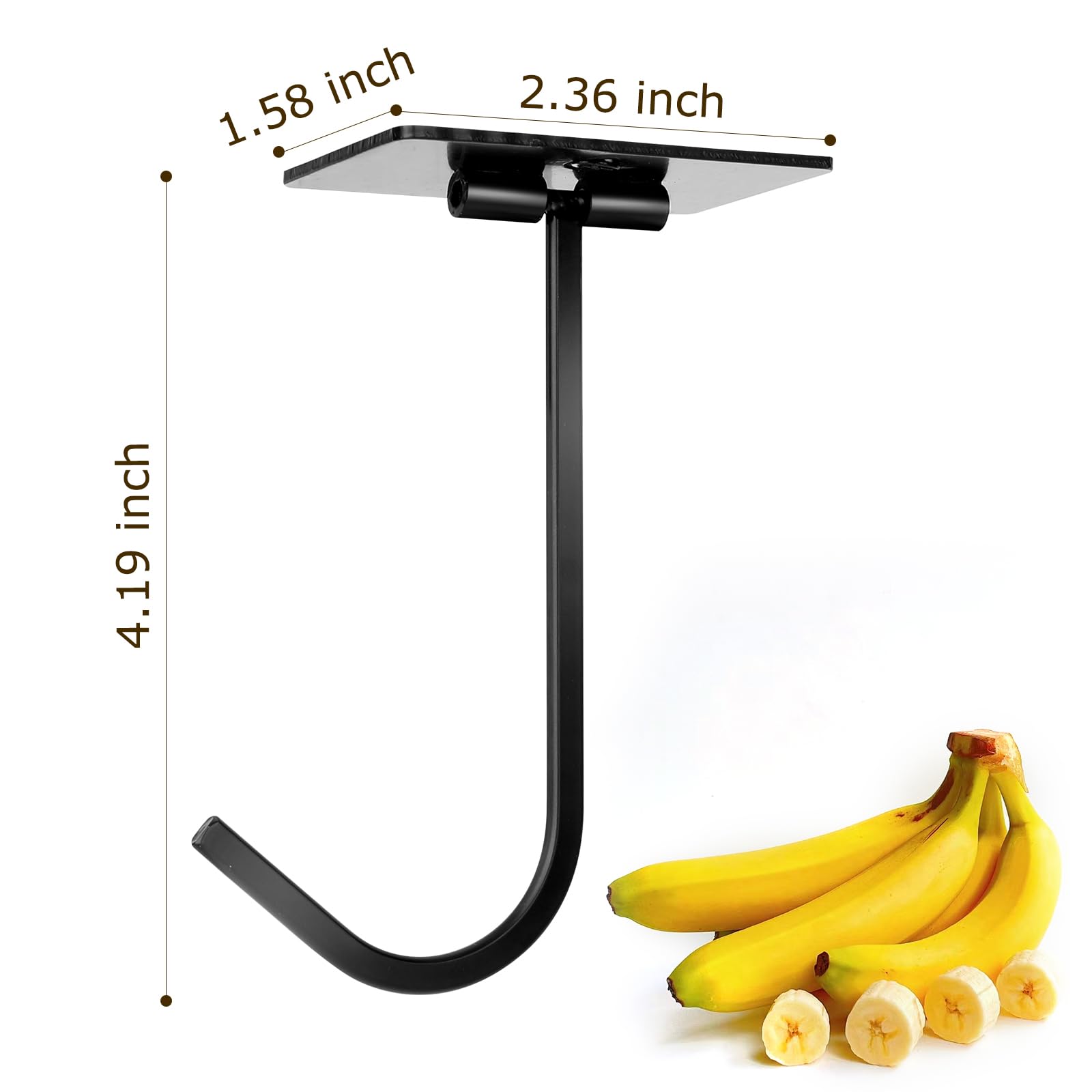 DAJIANG Self Adhesive Banana Hook, Foldable Metal Banana Hanger Hook Under Cabinet to Keep Bananas Fresh, Banana Holder for Bananas or Other Kitchen Items (1)
