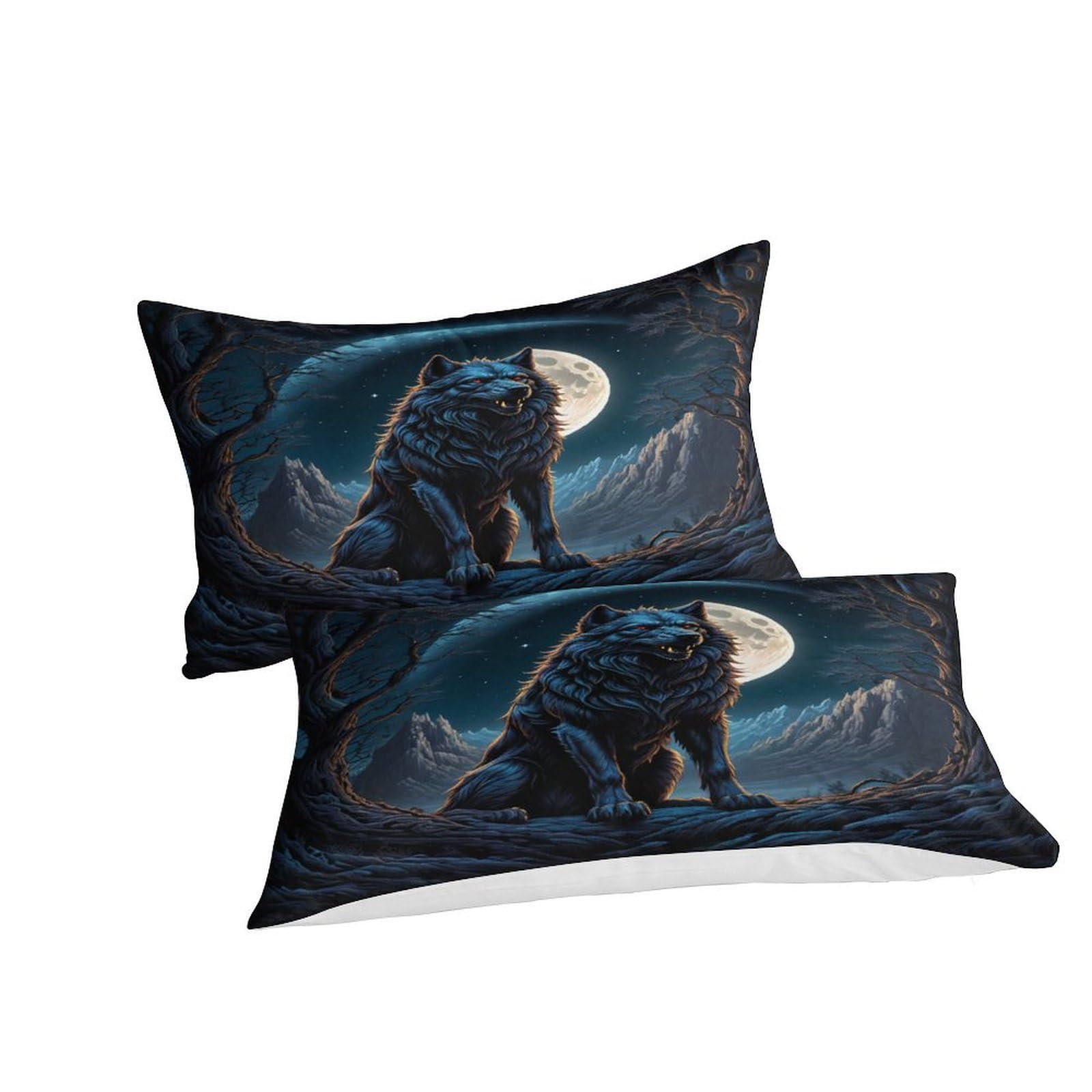 EVMILA Gothic Wolf for Teens and Adults Duvet Cover Quilt Cover 3D Print Scary Night Comforter Covers Soft Microfiber with Zipper Closure Bedding Set with Pillow Cases 3 Pieces Twin(173x218cm)