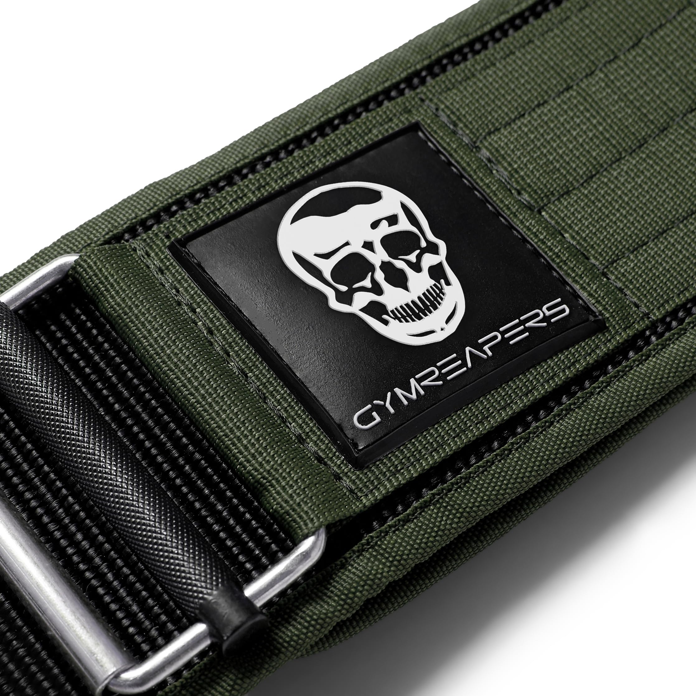 Gymreapers Quick Locking Weightlifting Belt for Bodybuilding, Powerlifting, Cross Training - 4 Inch Neoprene with Metal Buckle - Adjustable Olympic Lifting Back Support (Ranger Green, X-Large)