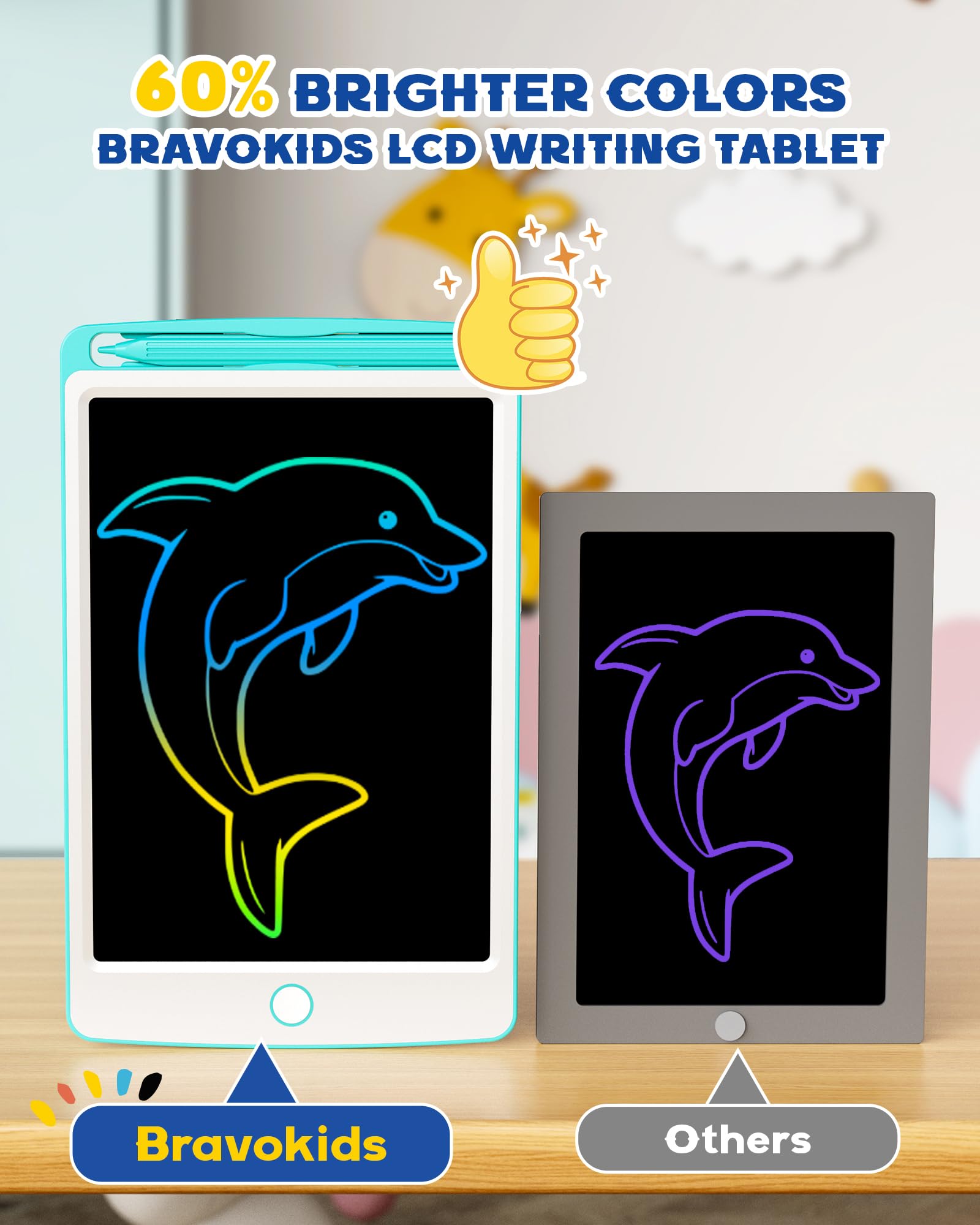 bravokids 8.5 Inch LCD Writing Tablet Board, Colorful Doodle Board Drawing Pad, Educational Learning Travel Toys for Age 3 4 5 6 7 8 Years Old Girls and Boys, Green