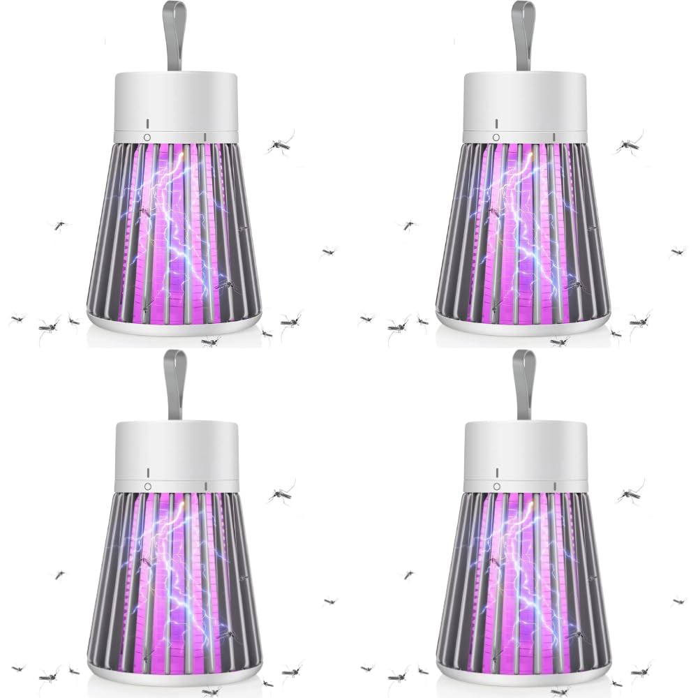 Blarie 4 Pcs Ozzie Mozzie Pro Zapper 2024 Portable Lamp for Camping, Indoors & Outdoors, High Capacity, Integrated Light, Effective Around You