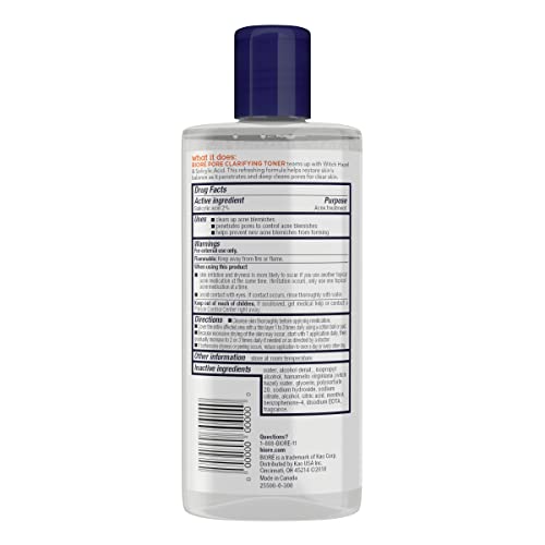 Bioré Witch Hazel Pore Clarifying Toner, with 2% Salicylic Acid for Acne Clearing and Balanced Skin Purification, 8 Ounce (HSA/FSA Approved)