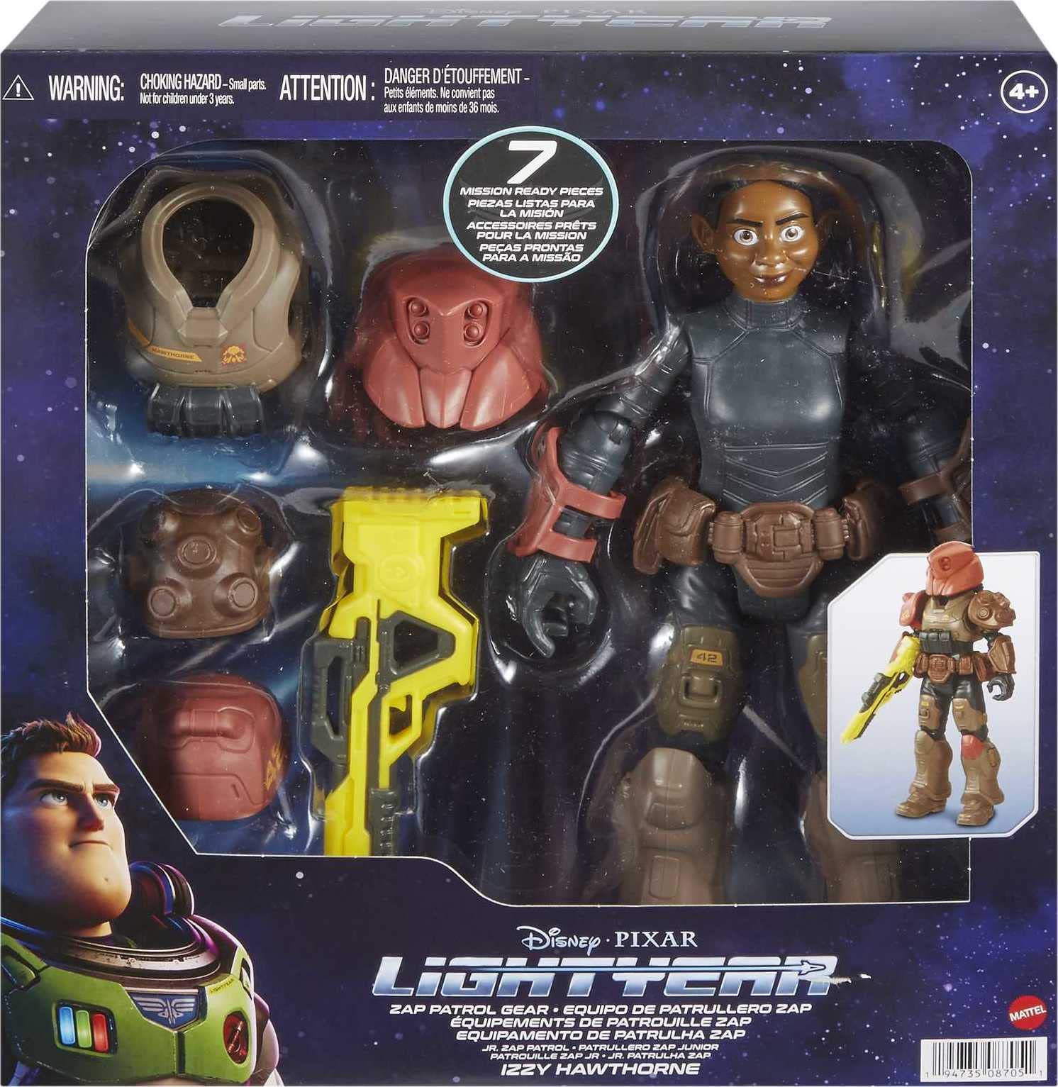 Mattel Disney and Pixar Lightyear Action Figure & Accessories Set, Space Ranger Gear Jr ZAP Patrol Izzy Hawthorne, 12-inch Scale & 14 Posable Joints
