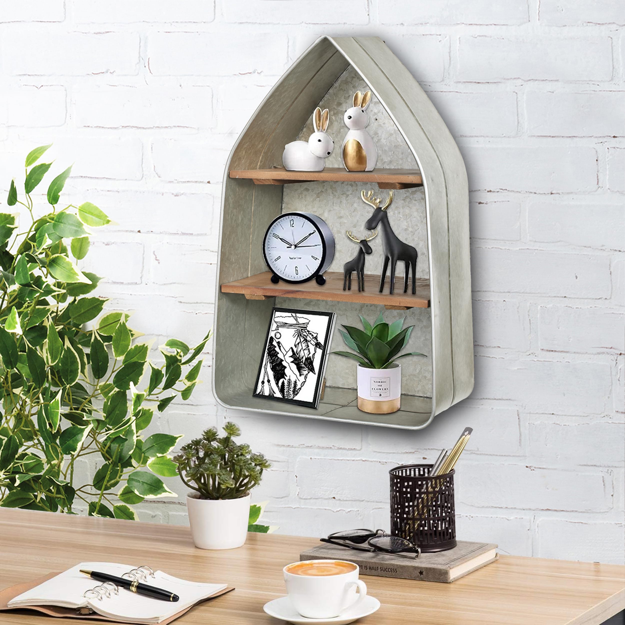 SOFE Decorative Rustic Dark Wood Shelf (Brown)