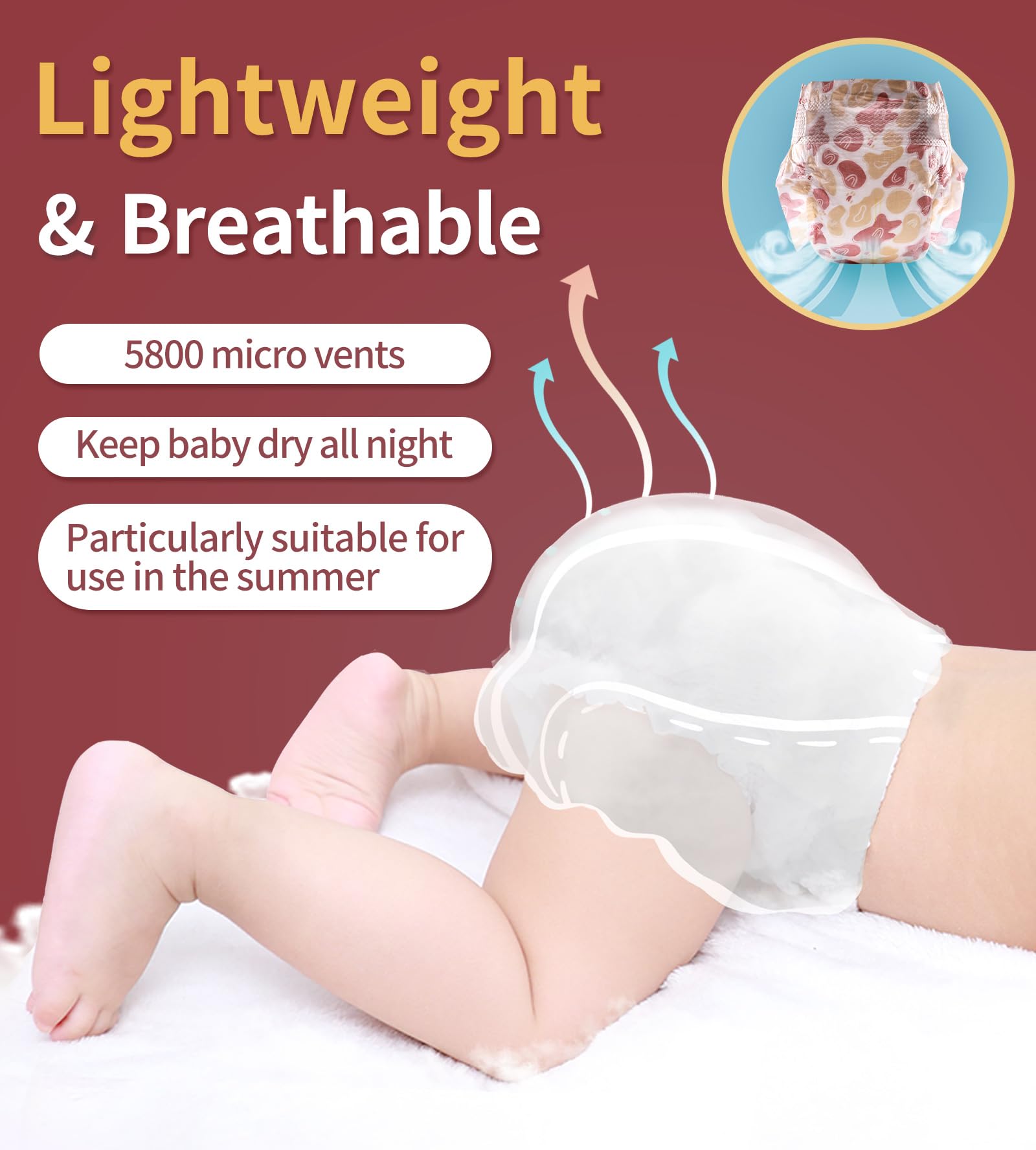 Capable Newborn Diapers, Triple Leak-Proof Baby Diapers with Wetness Indicator, Hypoallergenic Disposable Diapers, Diapers Size NB (< 10 lb), 68 Count