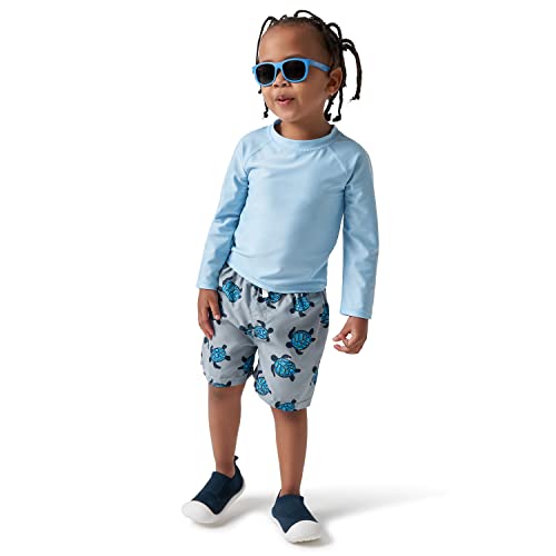 Gerber Unisex Baby Toddler UPF 50+ Long Sleeve Rashguard Swim Shirt, Light Blue, 4T