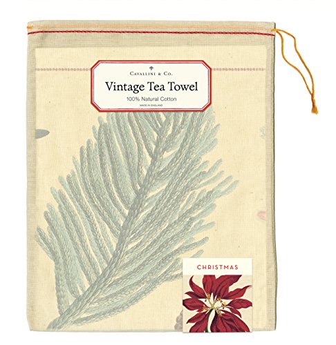 Cavallini Papers Vintage Christmas Botanica Cotton Tea Towel