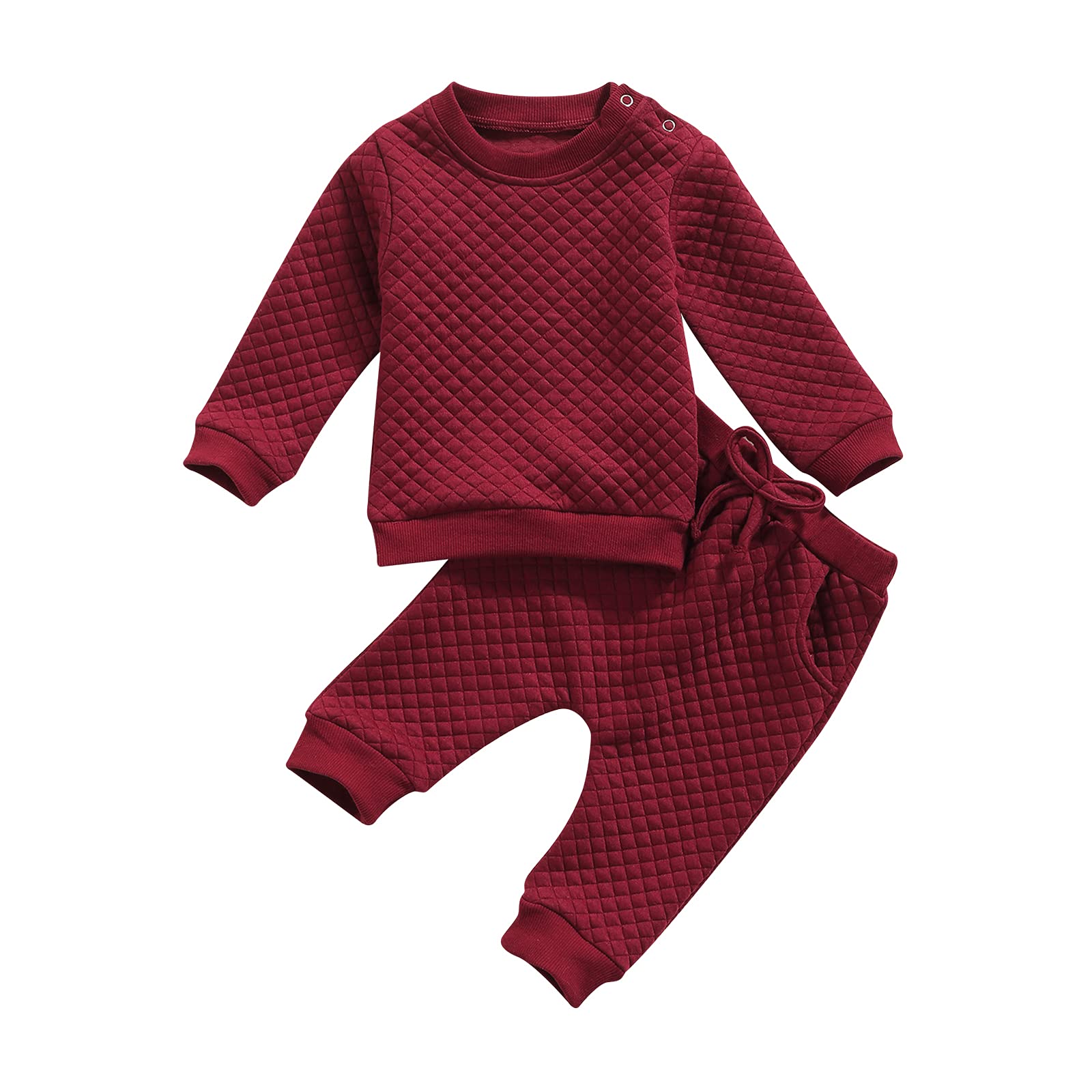 Biivrii Newborn Baby Boy Outfits Long Sleeve Sweatshirt Pullover Top Jogger Pants Set Tracksuit Fall Winter Clothes 2PCS (A-Brown, 6-12 Months)
