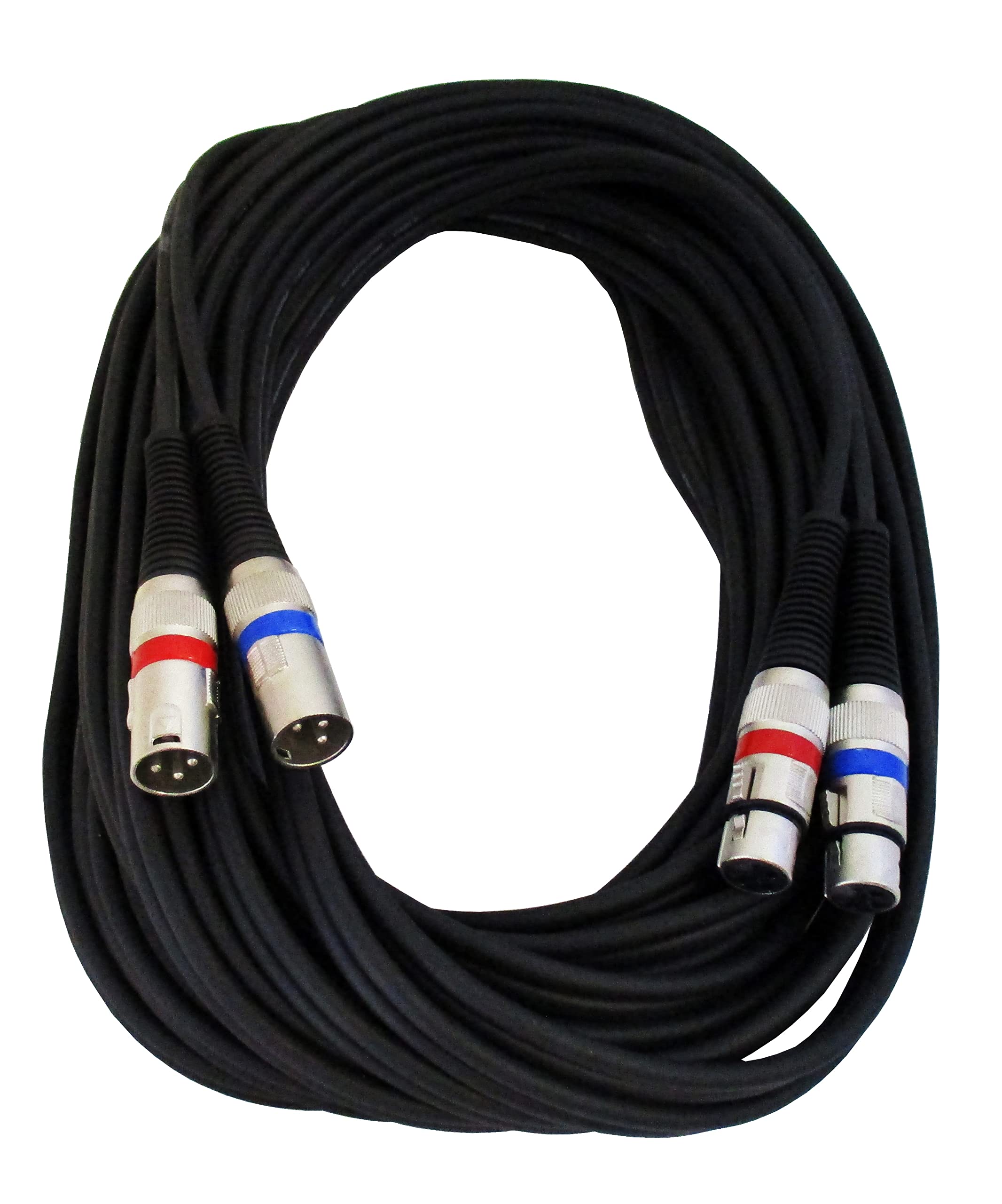 Audio 2000s ADC203K 50'x6/12mm 24AWG Dual XLR Females to Dual XLR Males Balanced Audio Cable