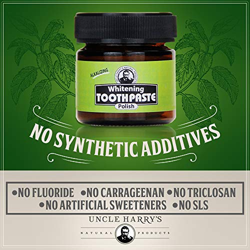 Uncle Harry's Spearmint Sensitive Teeth Whitening Toothpaste Polish | Natural SLS Free Toothpaste Freshens Breath & Promotes Enamel | Toothpaste Fluoride Free