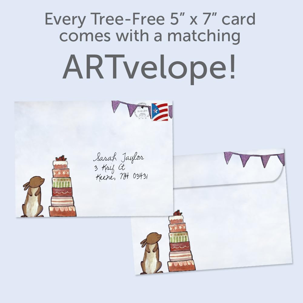 Tree-Free Greetings - Humorous Birthday Cards - Artful Designs - 1 Card + Matching Envelopes - Made in USA - 100% Recycled Paper - 5"x7" - Cake Advice (GO65231)