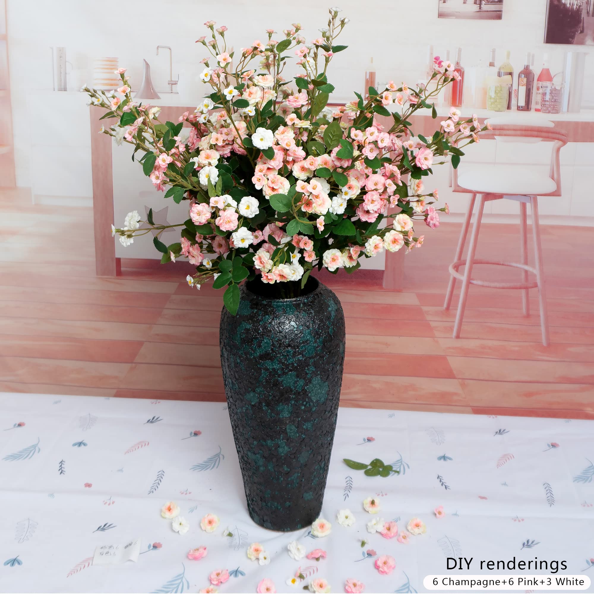 MAIMENG Pink Small Roses,Mini Roses Silk Flowers Set of 6 for Home Decorations Centerpieces Wedding Arrangement Bouquet DIY Floral Decor Autumn Decor with Stems