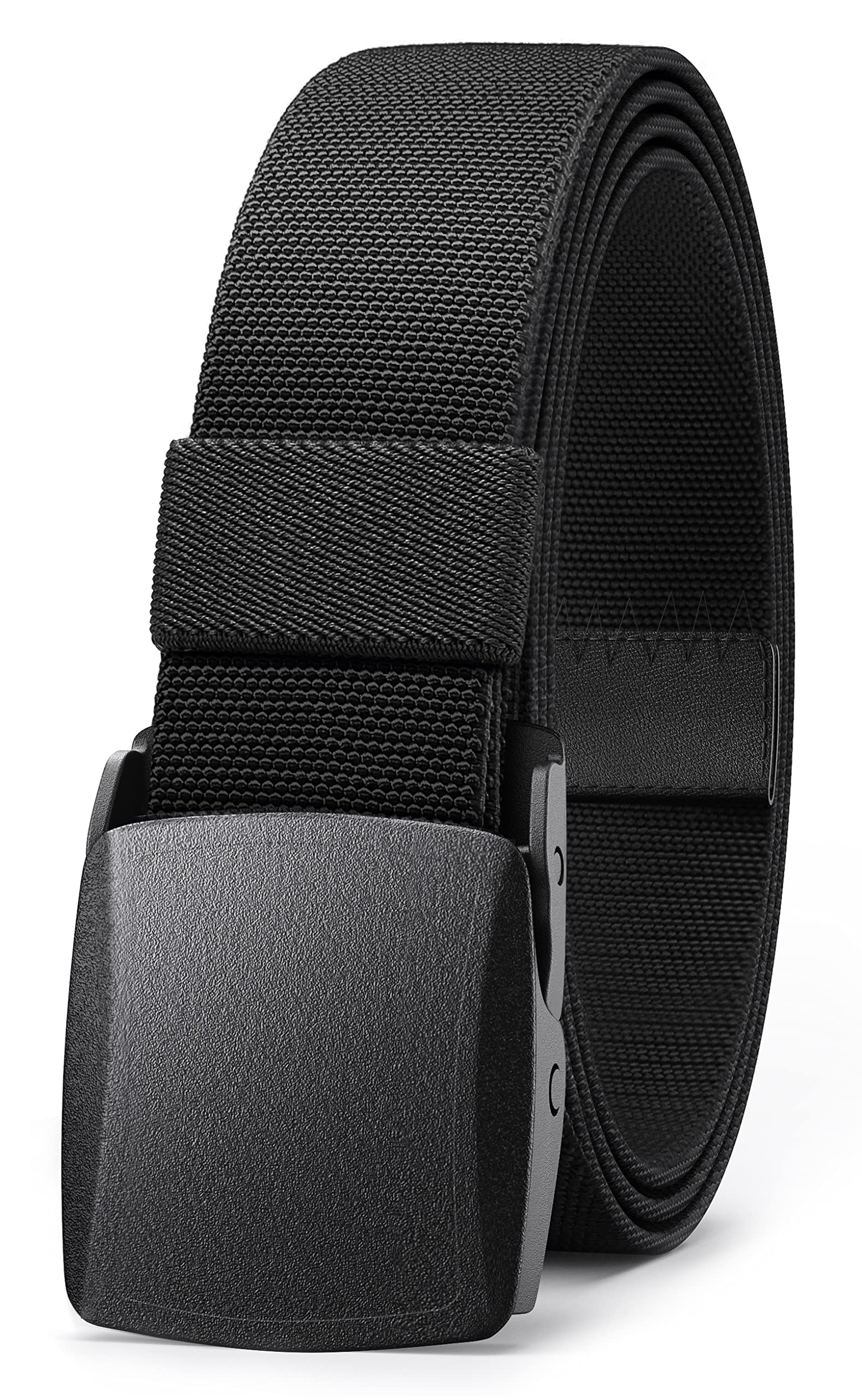 CHAOREN Stretch Elastic Belts for Men, 1.5" Nylon Military Web Belt with Plastic Buckle, TSA Approved Belts Metal Free