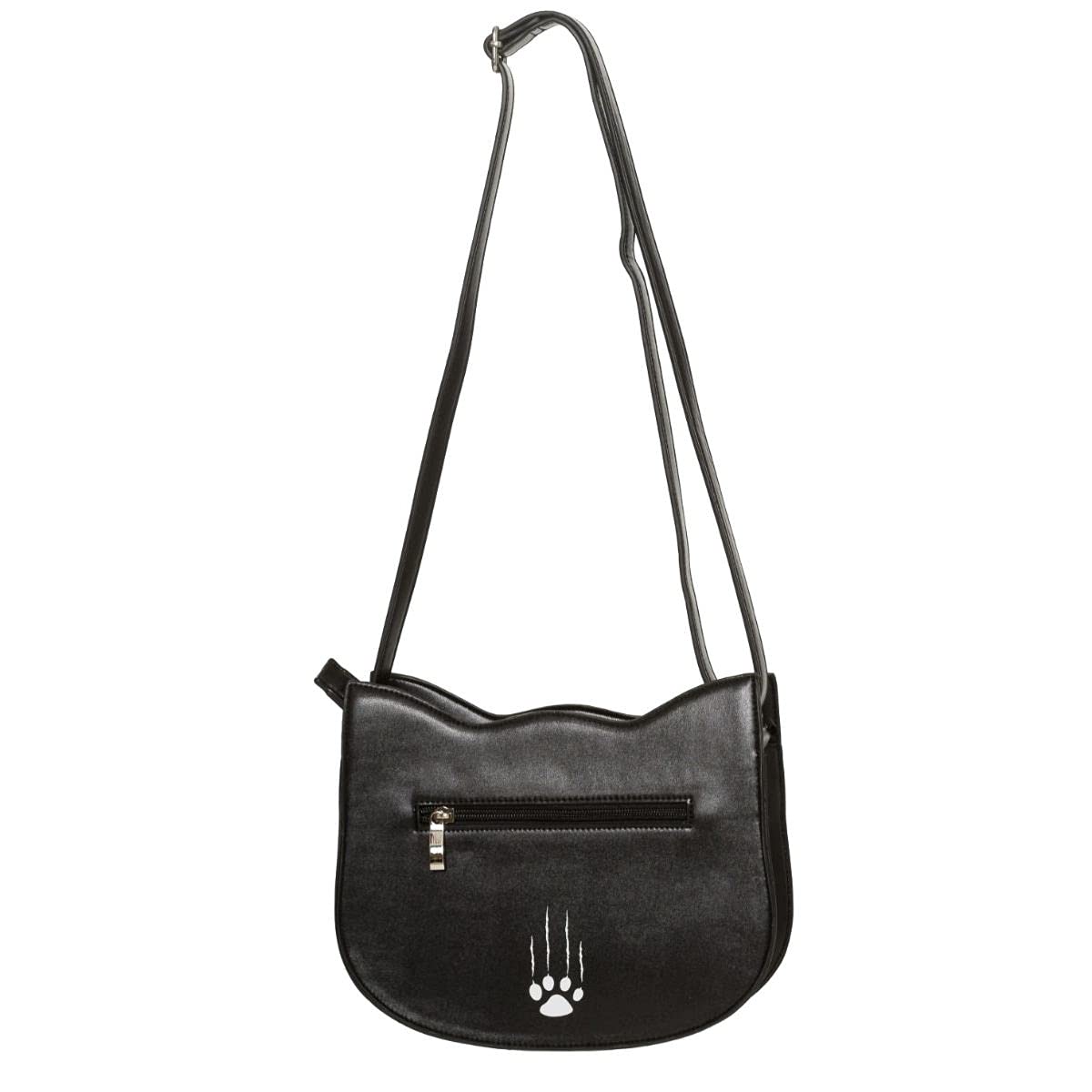 Lost Queen Women's Kawaii Black Cat Triple Moon Pentacle Jinx Shoulder Bag Gothic Ladies Purse