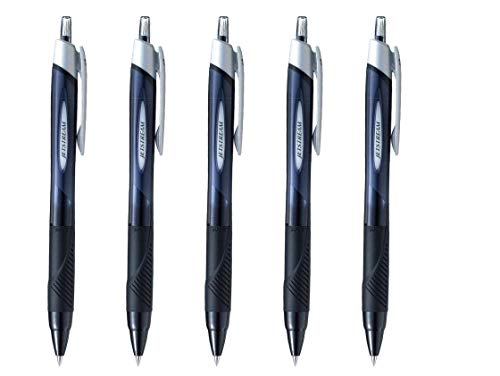 uni-Ball Jetstream Extra Fine & Ultra Micro Point Retractable Roller Ball Pens -Rubber Grip Type -0.38mm -Black Ink - Set of 5