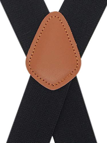 Bioterti Men’s Heavy Duty X- Back 1.4 Inch Suspenders with 4 Snap Hooks (Black)