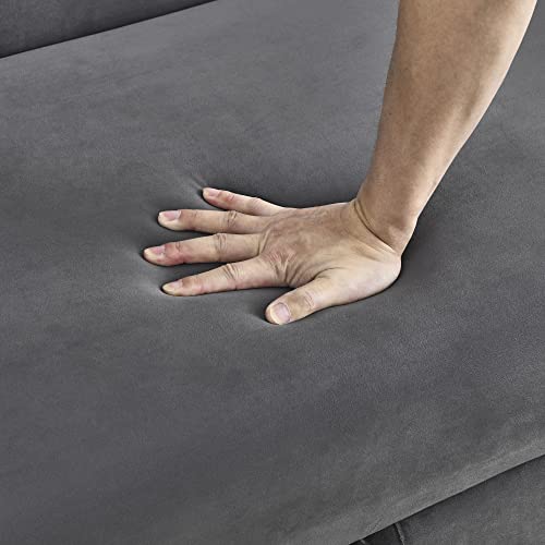 Eafurn 3 in 1 Multi-Functional Convertible Sleeper Sofa Bed, Modern Velvet Loveseat Sofa & Pull Out Couch Reclining Adjustable Backrest and 2 Pillows Grid Design Armrests for Apartment Living Room