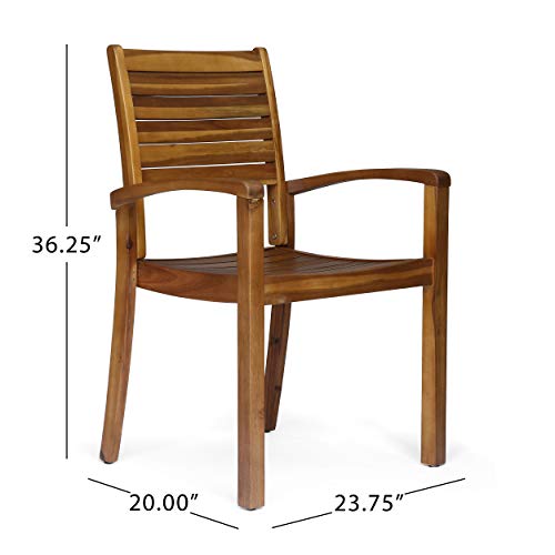 Christopher Knight Home Payne Outdoor 4-Seater Round Acacia Wood Dining Set, Teak Finish