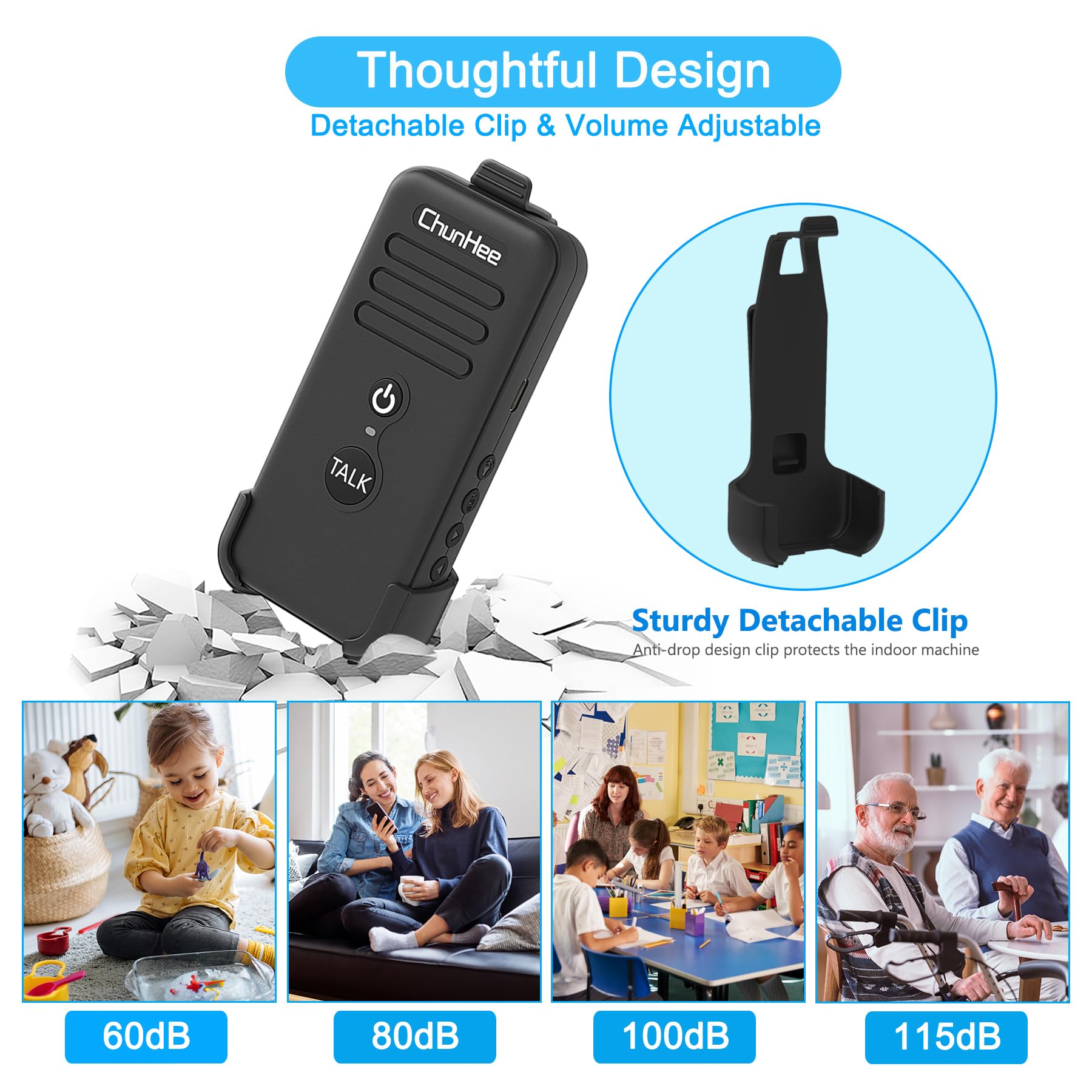 ChunHee Wireless Home Intercom System for Elderly, 1/2 Mile Intercom System for Home Use Two-Way Communication Caregiver Pager Nurse Calling Home Intercom System for Patient/Senior/Disabled/Pregnant