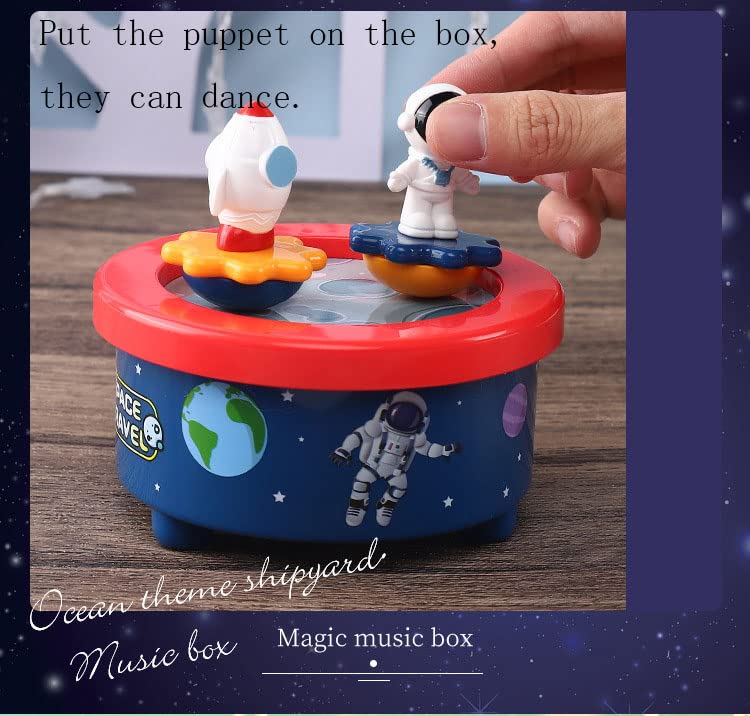 BUAOQIMO Music Box Astronaut Rotating Planet Exploration Music Box Birthday Gift for Children's Toy