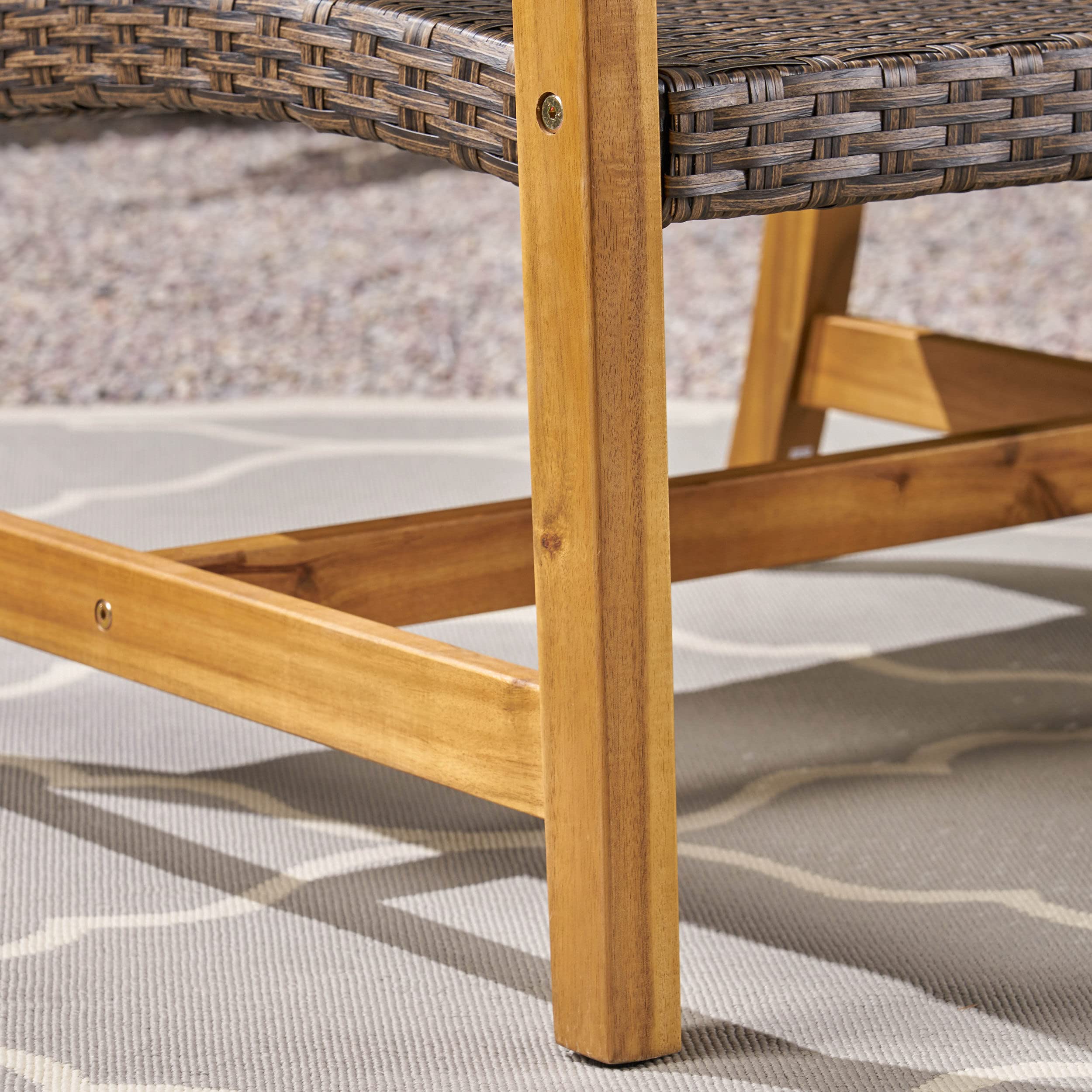 Christopher Knight Home Marcia Outdoor Wood Sofa, Wicker, 75.50 x 31.00 x 31.50, Gray, Natural Stained Finish