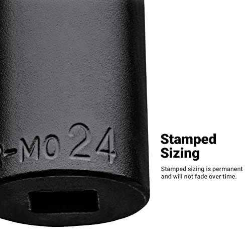 Capri Tools Shallow Impact Socket, 3/8-Inch Drive, 6-Point, Metric (24 mm)