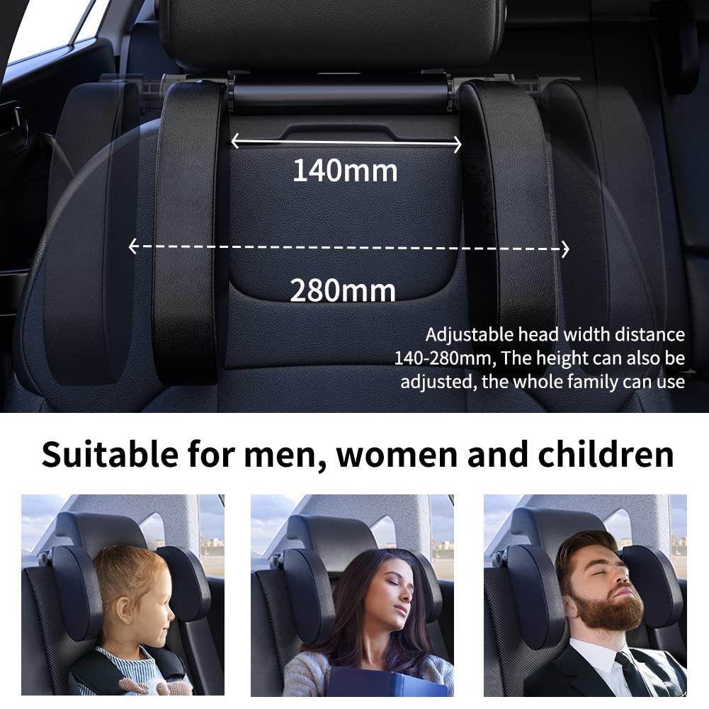 Car seat headrest Head and Neck Support Sleep Travel seat Pillow Side Sleeper Neck Pillow 360 ° Adjustable U-Shaped Memory Foam Neck Pillow Side Sleeper Pillow for Children Adults Black