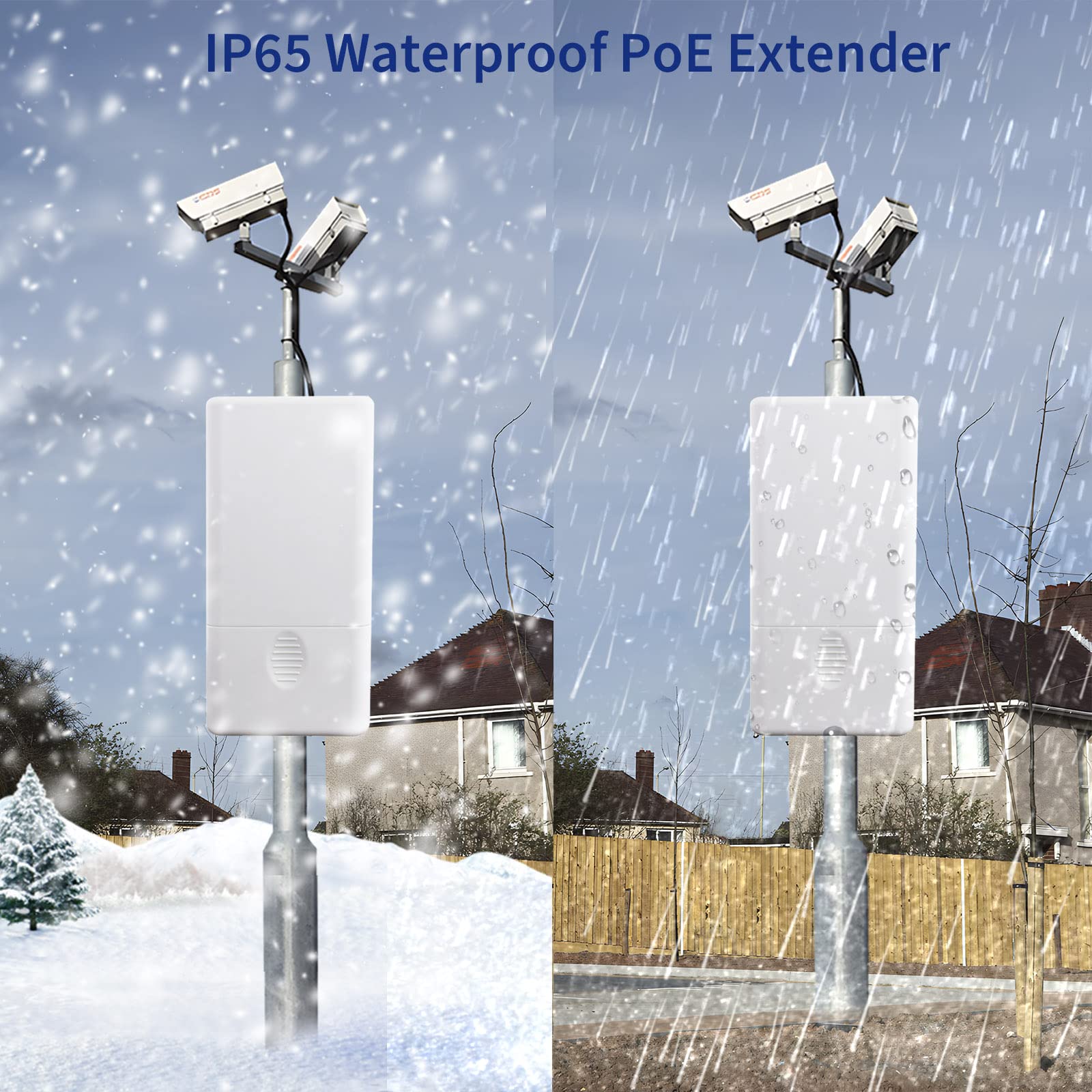 CENTROPOWER Passive 2 Port POE Extender Outdoor ,IP65 Waterproof PoE Passthrough Switch,10/100Mbps,(30W) IEEE 802.3af / 802.3at,1 Input Port and 2 Output Ports,PoE Amplifier