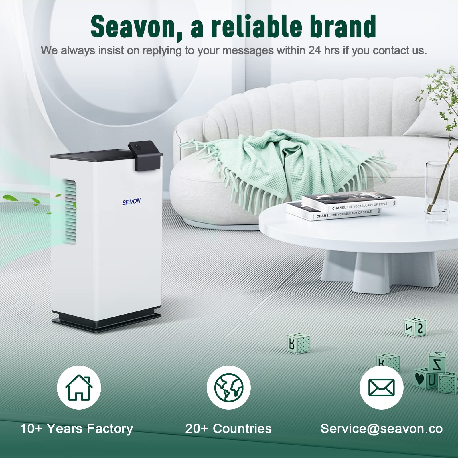 SEAVON 68oz Dehumidifiers for Home with Remote Controller, Ultra Quiet Dehumidifier for 660 sq ft, 2 Speed Modes, Breath Light Mode, Auto-Off, Perfect for Living Room, Bedroom, Bathroom, Closet, RV