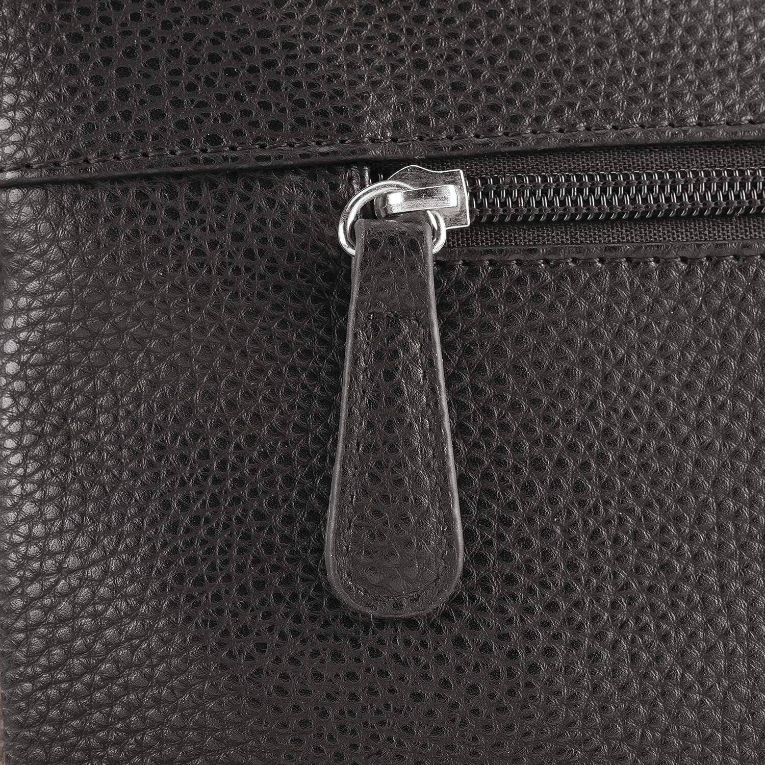 Fox Valley Traders B.Amici™ Emily RFID Essential Leather Shoulder Bag, RFID Lining, Black