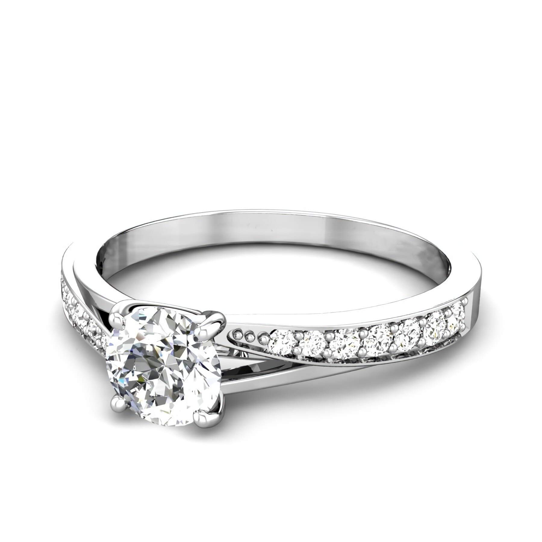 Blocaci Engagement Ring 1 CT Center Round Cut Moissanite Engagement Rings for Women 10k White Gold Free Engraving