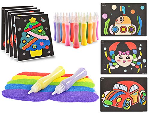 Mistari Peel and Sand Art Kits Sheets for Kids with 27 Sheets Sand Art Painting Cards and 2 Pcs Scratch Sticks Crafts (18 Colors+27 Sheets)