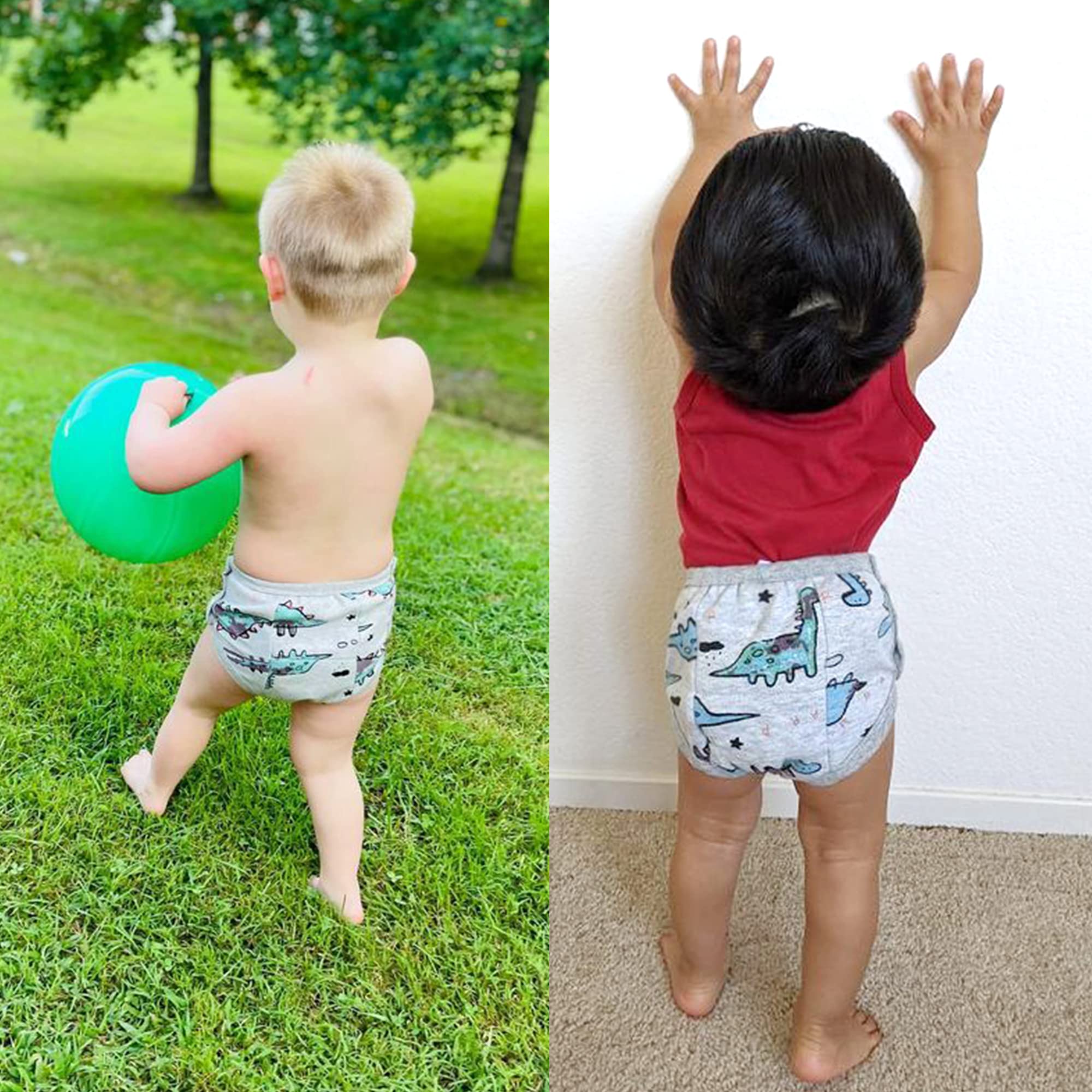 BIG ELEPHANT Toddler Side Button Training Underpants - Snaps on Potty Trained Pants for Boys and Girls 6 Pack, 2T