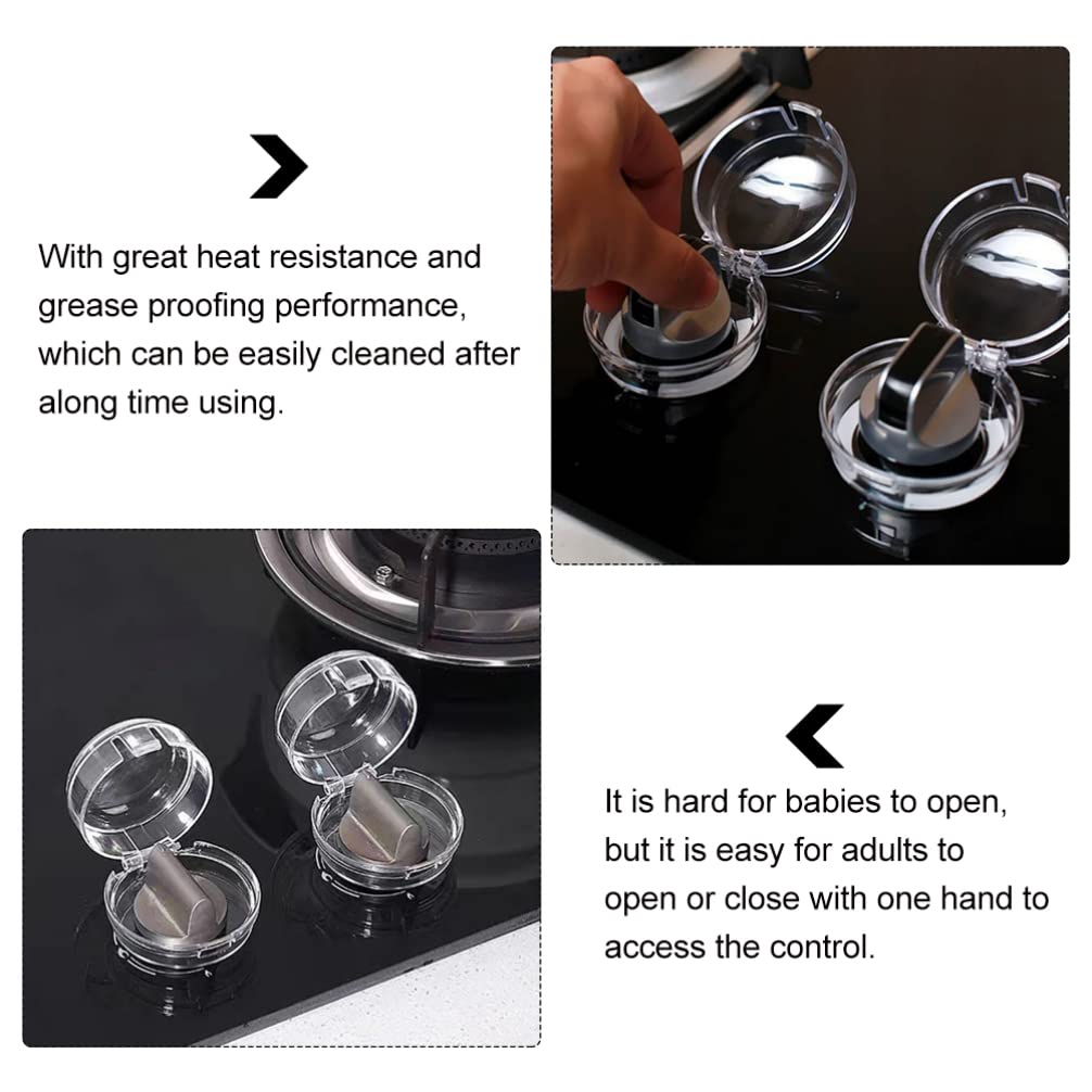 DOITOOL Kitchen Stove Knob Covers 4 Pcs Stove Knob Covers Baby Safety Gas Stove Knob Cover Protection Locks Oven Gas Safety Guards Switch Cap for Child Proofing Kitchen Transparent