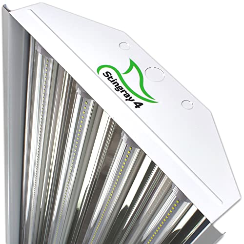 PrimeLights 4 Bulb / Lamp T8 LED High Bay Utility Shop Garage Warehouse Light Fixture 11,400 Lumens, 120-277V