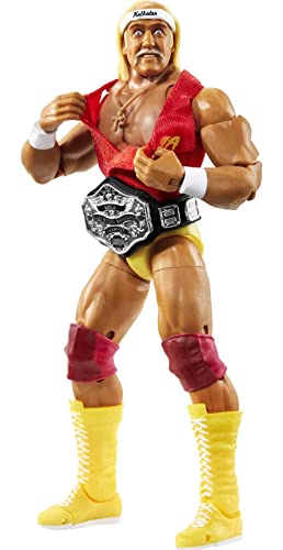 Mattel WWE Ultimate Edition Action Figure & Accessories Set, Hulk Hogan 6-inch Collectible with 30 Articulation Points, Swappable Pieces & Entrance Gear