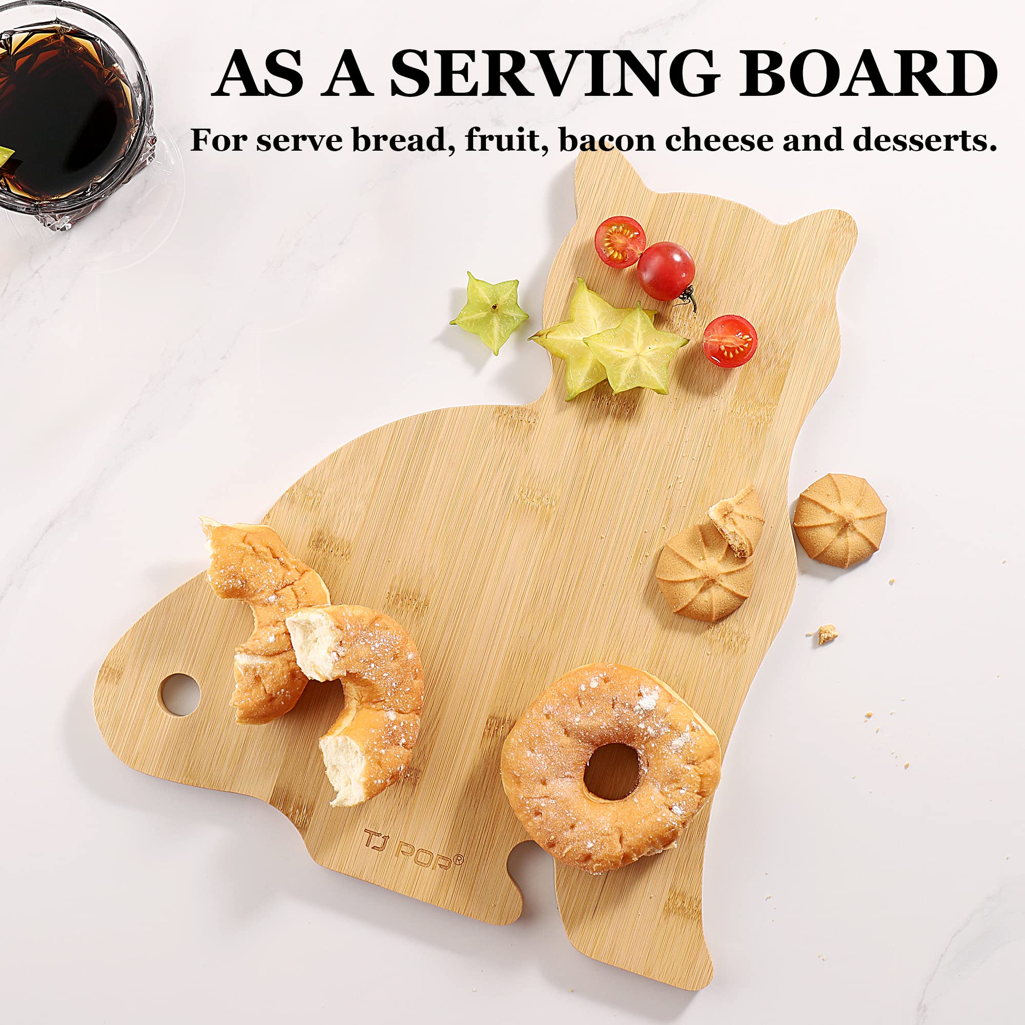 Cat Shaped Charcuterie Board Funny, Kids Serving Board, Cute Cheese Board, Personalized Bamboo Cutting Board 15" x 13" x 0.6β