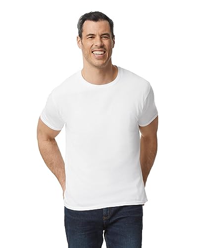 Gildan Adult Softstyle Cotton T-Shirt, Style G64000, Multipack, White (2-Pack), Large