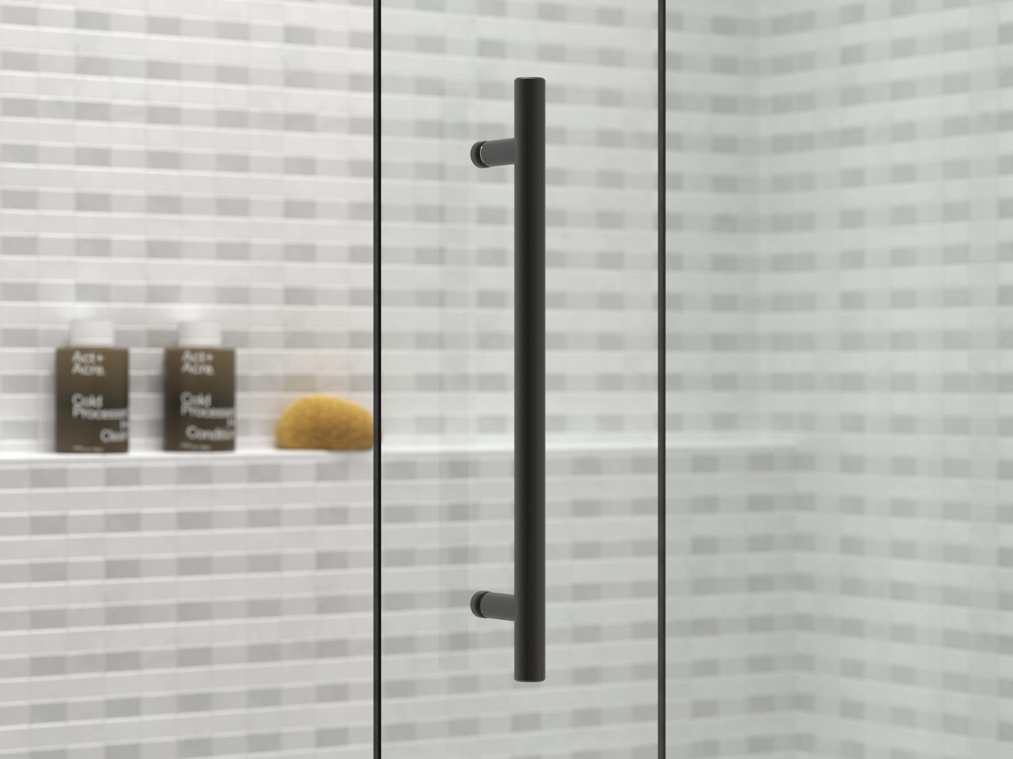 KOHLER 702419-L-BL LEVITY™ PLUS 5/16 BATH DOOR 62x59-5/8 with Vertical Ladder Handle in Matte Black