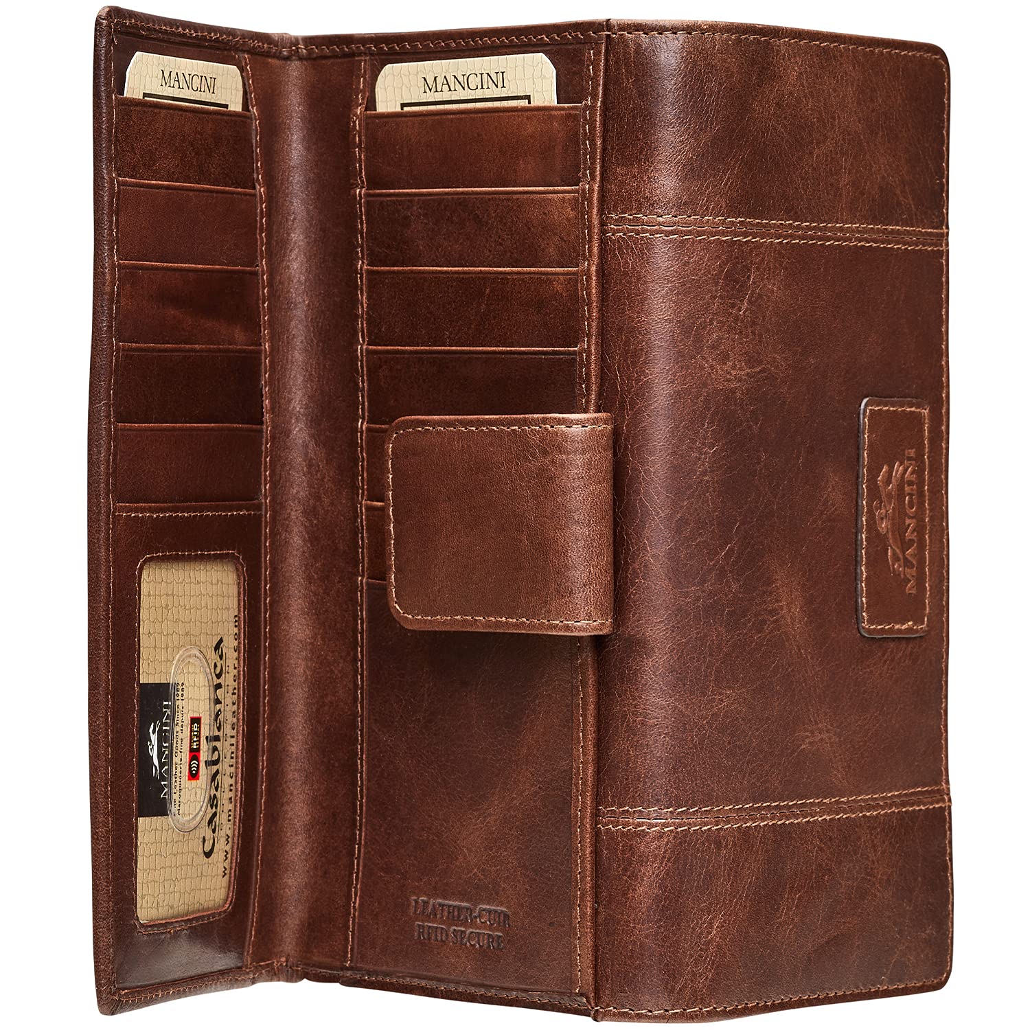 Mancini Casablanca RFID Secure Ladies Clutch Wallet,Color Brown-One Size,8700300-bn,One Size