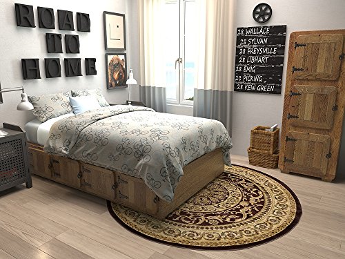 Unique Loom Versailles Collection Traditional Classic Medallion Floral Motif Area Rug (6' 0 x 6' 0 Round, Brown/ Ivory)